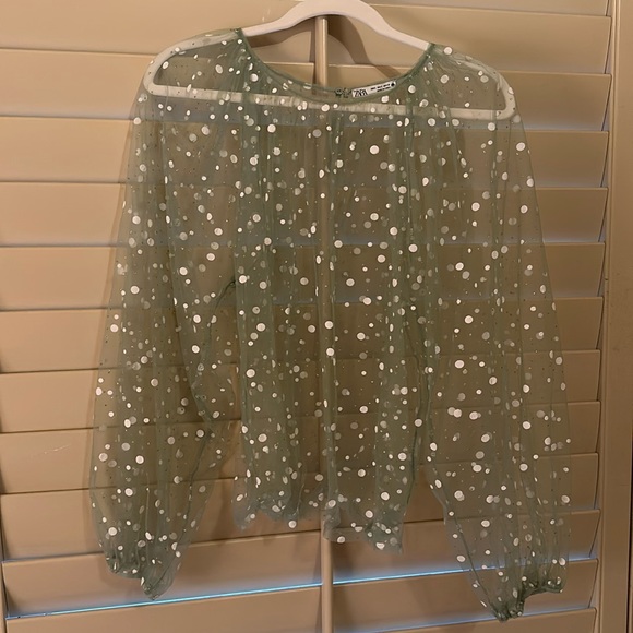 Zara | Tops | Zara Sheer Overlay Blouse | Poshmark